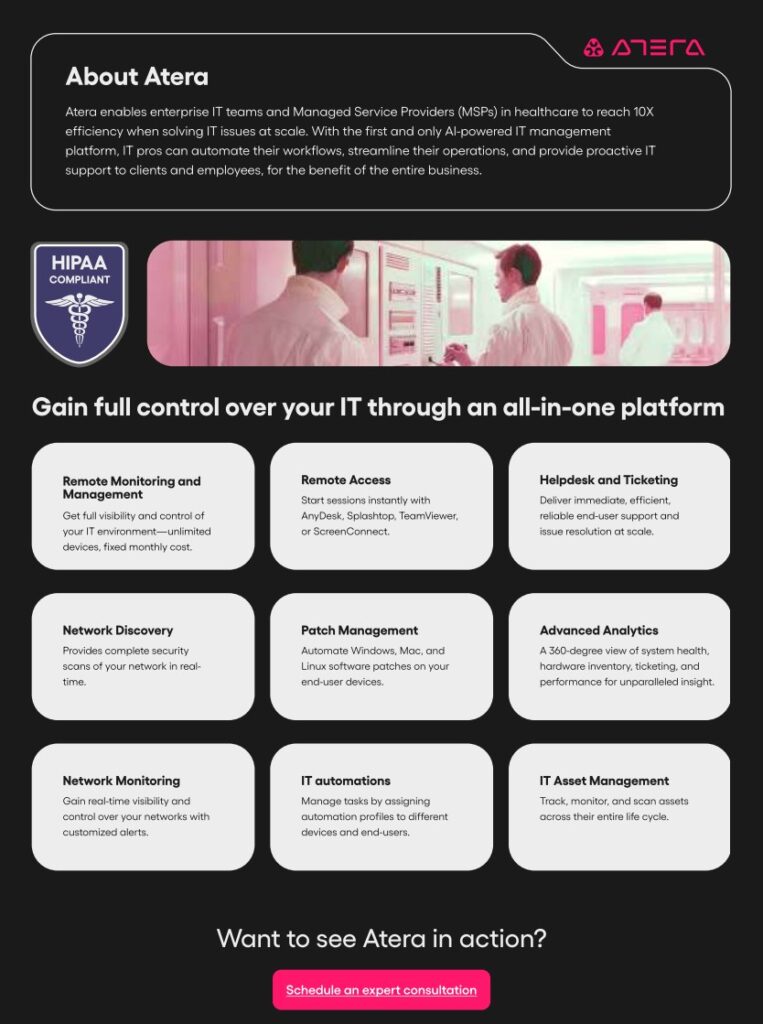 Healthcare IT Made Easy with Atera’s All-in-One Platform