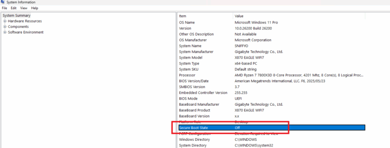 How to confirm if Secure Boot is enabled or disabled in Windows
