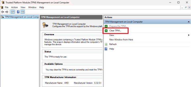 How to fix Alert! TPM device is not detected