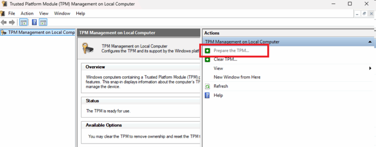 How to fix Alert! TPM device is not detected