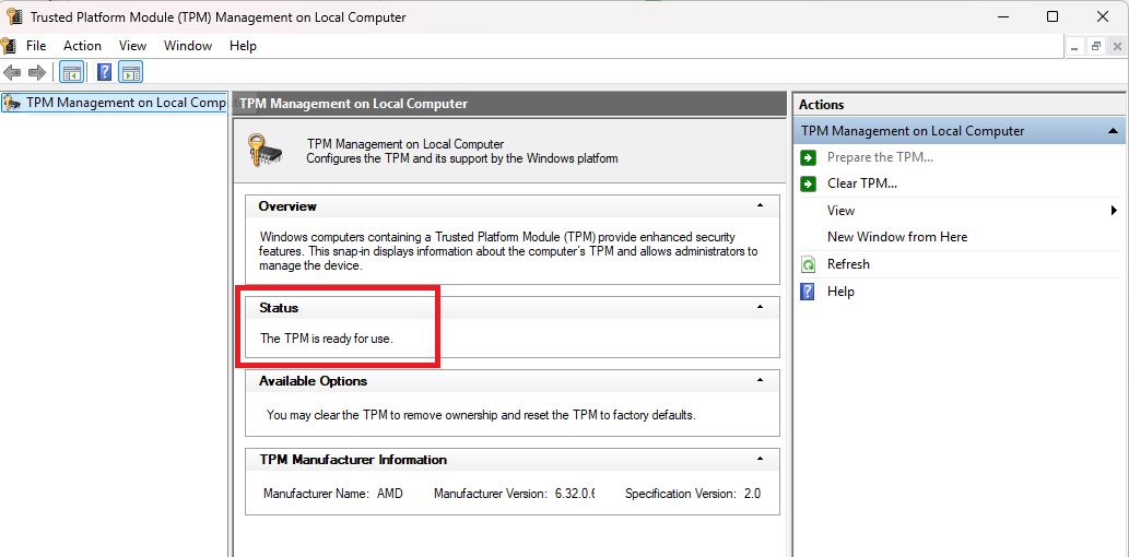 How to fix Alert! TPM device is not detected
