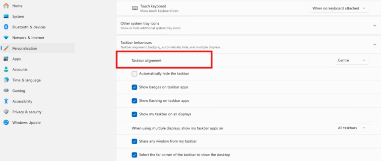 How to Move the Windows 11 Taskbar to he Left
