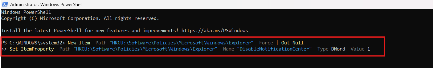 How to enable or disable the Action Center in Windows