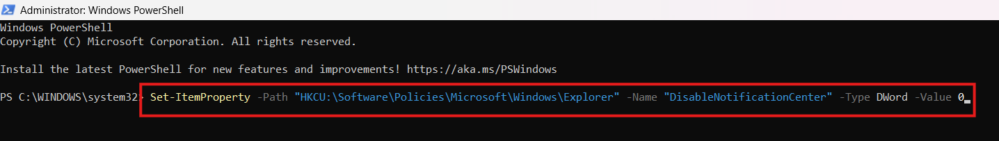 How to enable or disable the Action Center in Windows