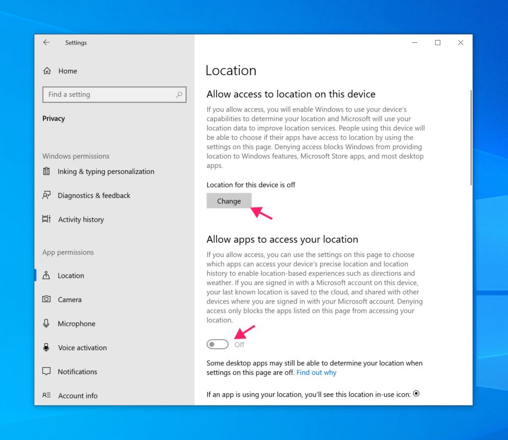 How to enable or disable location services in Windows