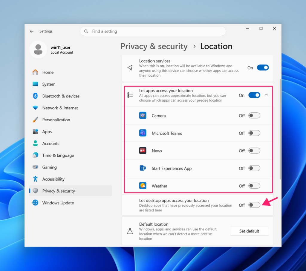 How to enable or disable location services in Windows