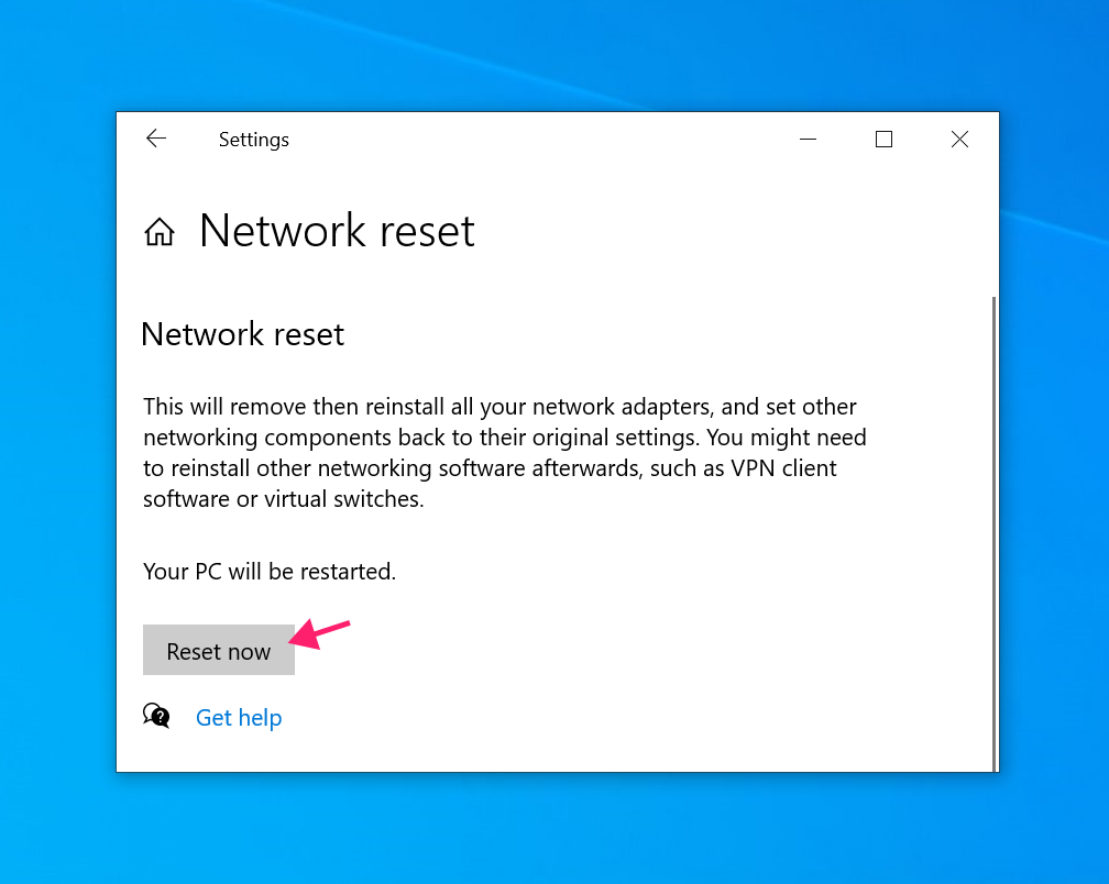 How to reset Windows 10 network settings